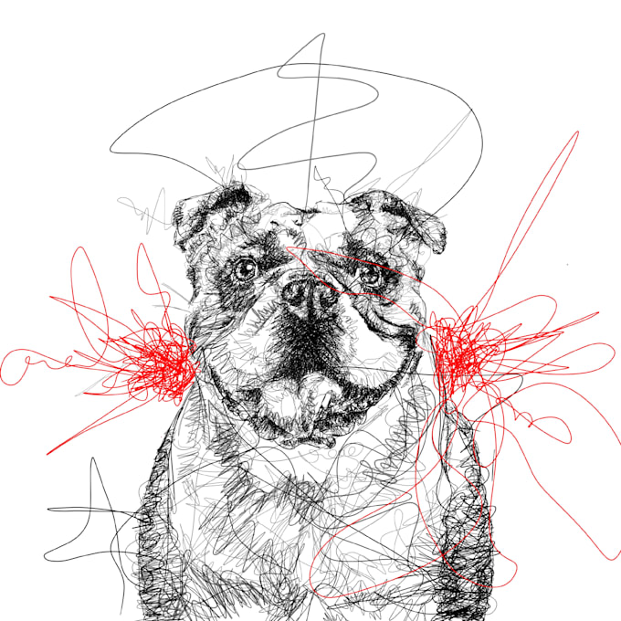 Draw your dogs, or any pets into scribble art potrait by Midas_scribble ...