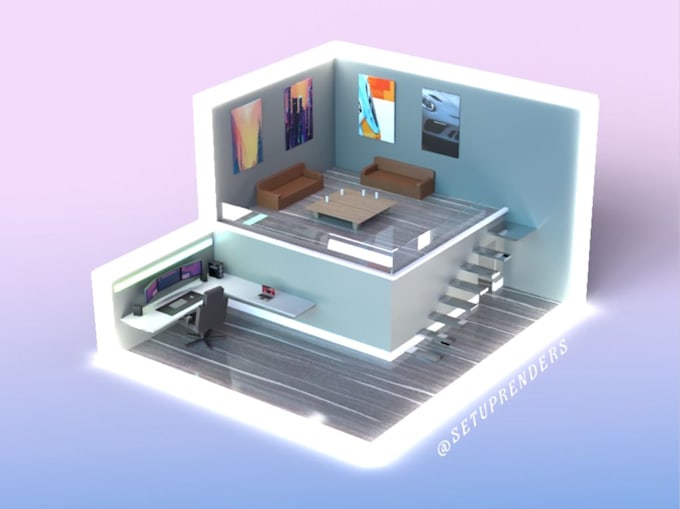 3d render your gaming setup by Setuprenders | Fiverr
