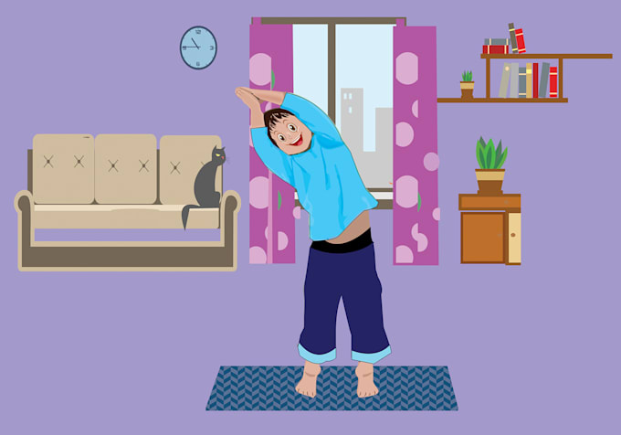 Draw vector baby, kid, children, yoga, workout, exercises, medical ...