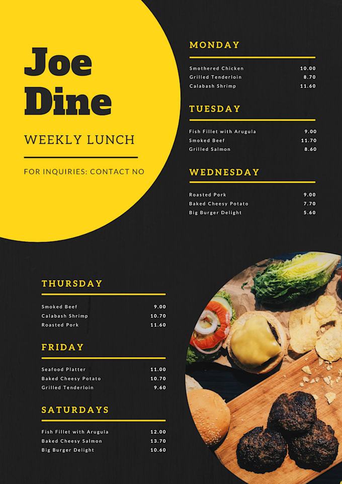 Do professional restaurant menu design, food flyer, cash memo bill by ...