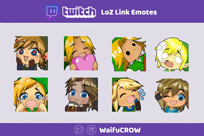 Provide premade detailed anime twitch emotes by Waifucrowwww | Fiverr