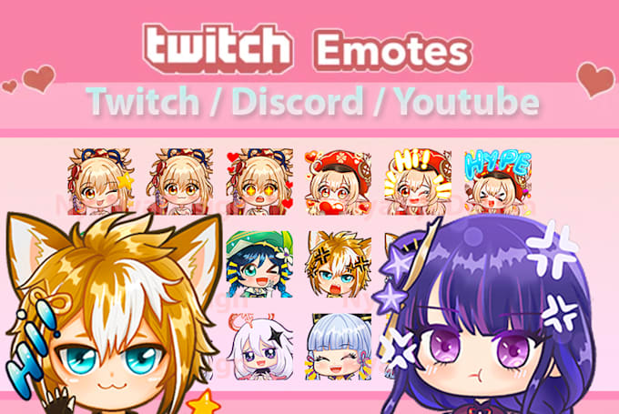 Draw Cute Custom Emotes Sub Badges Stickers For Twitch By Huenphamnya