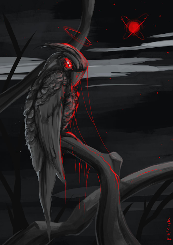 Draw dark art illustration in my style by Ewamisztal | Fiverr