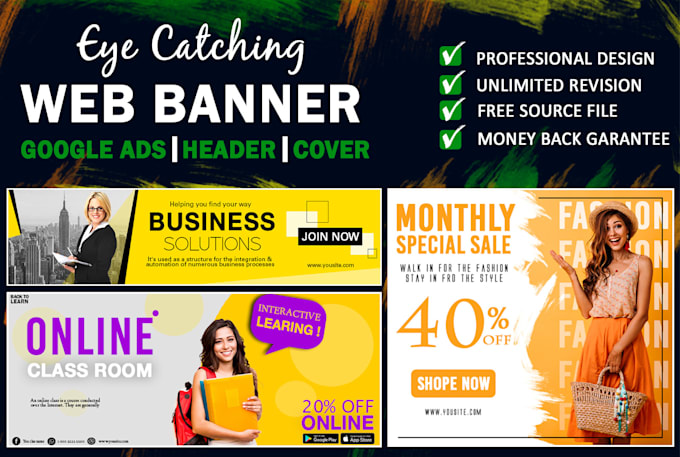 Design professional web banner, google banner ads, header and cover by ...