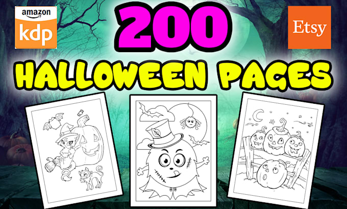 Provide 200 printable halloween coloring pages kdp or etsy by Novada ...