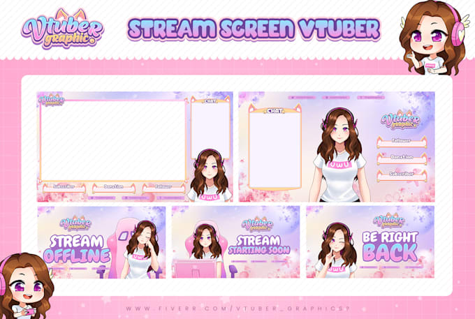 Design animated chatting, starting soon and brb screen for kick, vtuber ...