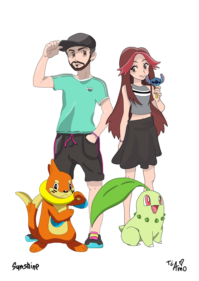 Pokemon style cartoon portrait by Stefanoravasi | Fiverr