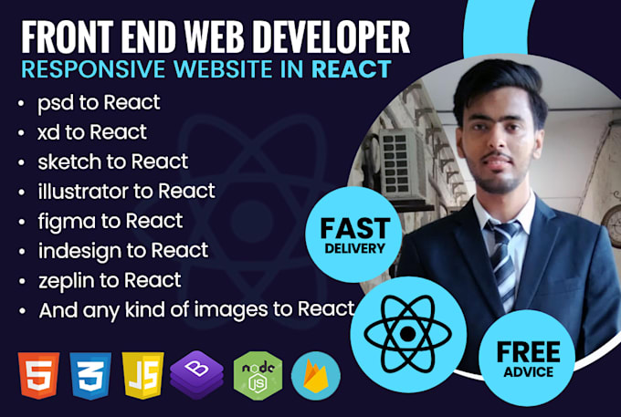 Convert psd to react, xd to react, figma to react by Haseebdaar | Fiverr