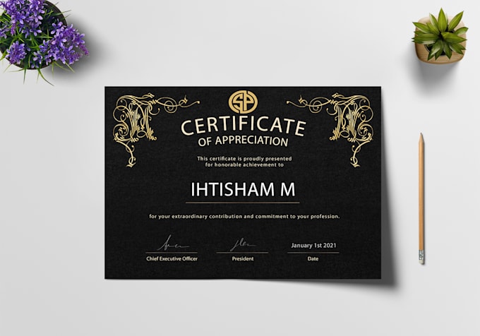 Professional and custom certificate design, award, diploma by Shamir ...