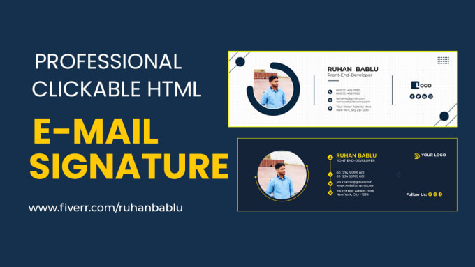 Design professional clickable html email signature by Ruhanbablu | Fiverr Design professional clickable html email signature by Ruhanbablu | Fiverr