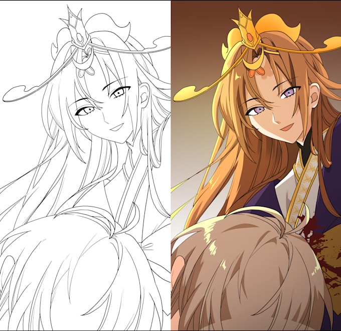 Color anime or manga line drawing by Sinitchi00 | Fiverr