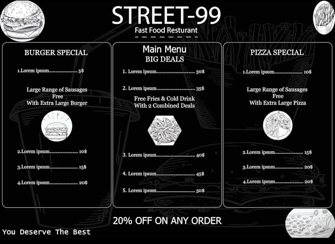 Design eye catching restaurant menu for you by The_logo360 | Fiverr