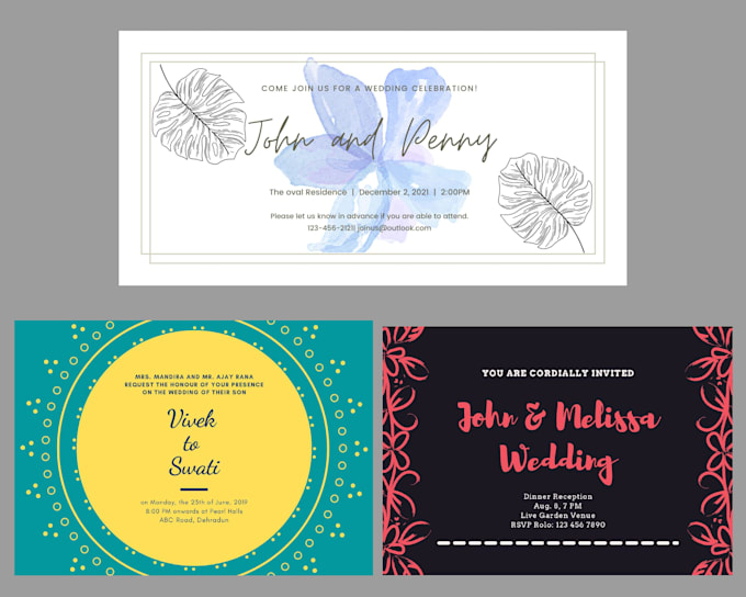 Design invitation cards for all the events in a very professional way ...