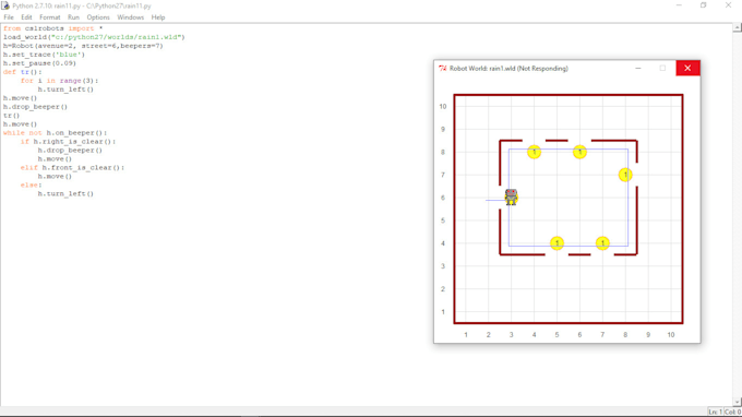 Write a python cs1robots script by Biniamkelbessa | Fiverr