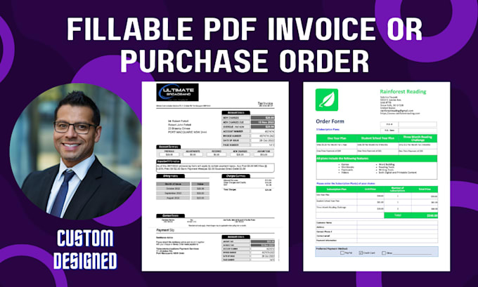 Create a fillable pdf invoice or purchase order form by Mehtab28 | Fiverr