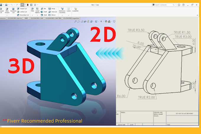 Do machine part 3d or 2d cad design using solidworks by Rajudeindia ...
