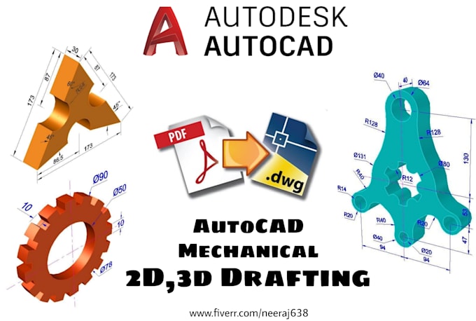 Create 2d drawings 3d models of mechanical parts in autocad by ...