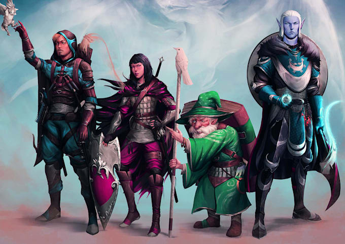 Illustrate your dungeons and dragons party by Solisjkmn | Fiverr