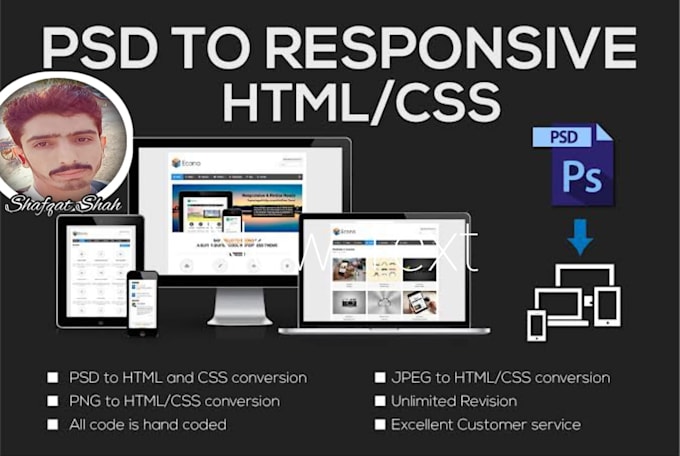 Covert psd design to html and css page for you by Shafqatsha | Fiverr