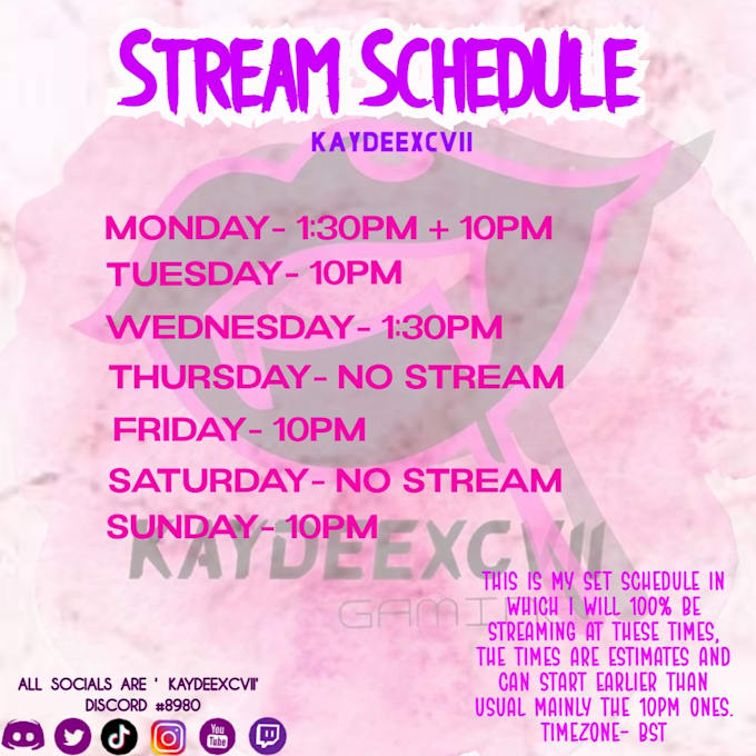 Make stream schedule posters and or simple banner designs by ...