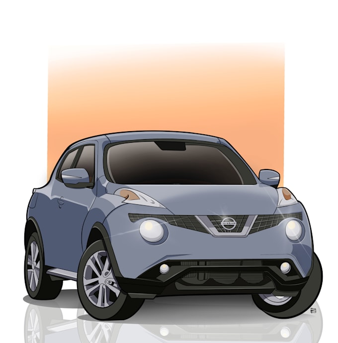 Design an existing automobile in a semi realistic 2d style by ...