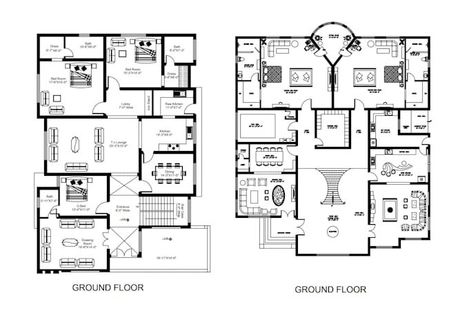 Draft architectural drawings and house floor plans in autocad by ...