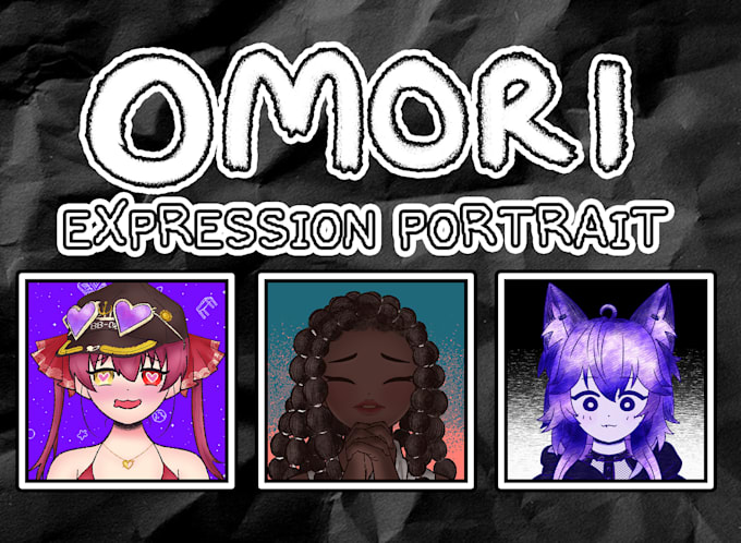 Draw you an omori styled expression portrait or polaroid by Mizuholily ...