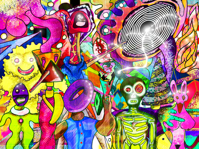 Profesional artwork trippy, psychedelic and abstract for poster, album ...