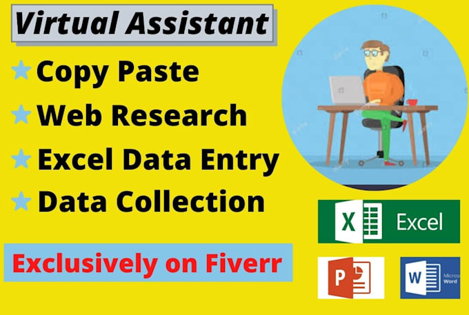 Be data entry, virtual assistant, copy paste, web research by Mdsohelranapf | Fiverr