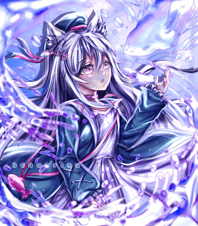 Draw a digital anime style illustration for you by Dewtrium | Fiverr