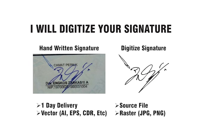 Digitize your signature in vector format by Denisaputri | Fiverr