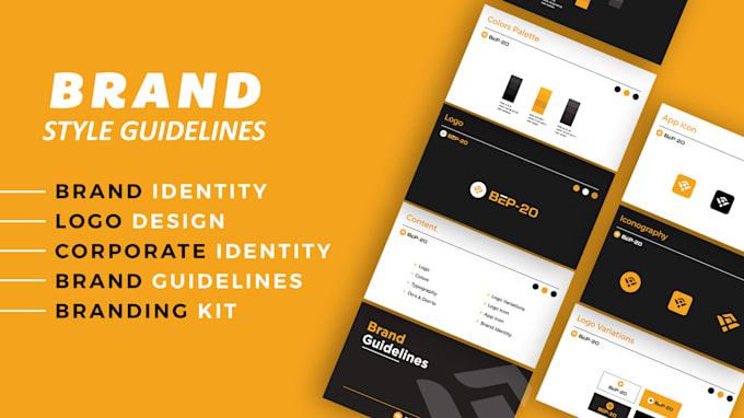 Design logo with brand style guidelines, branding identity kit guide ...