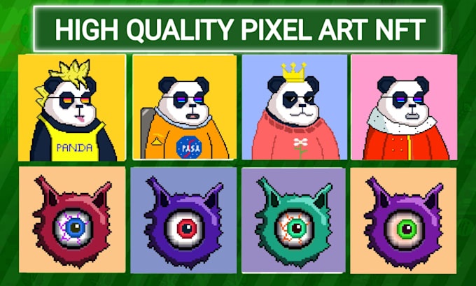 Create 2d,pixelated nft art and cartoon character 1k,5k,100k by Rk1556 ...