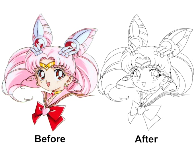 Create anime character vector line art by Starryeyedjacky | Fiverr