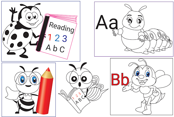 abc child reading book coloring pages
