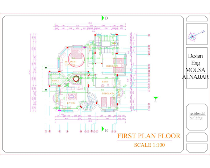 2d residential villa drawing design by Engmosa | Fiverr