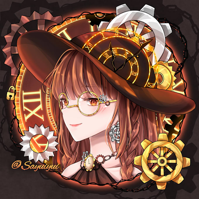 Draw icon headshot of pretty, cute and cool character for profile ...