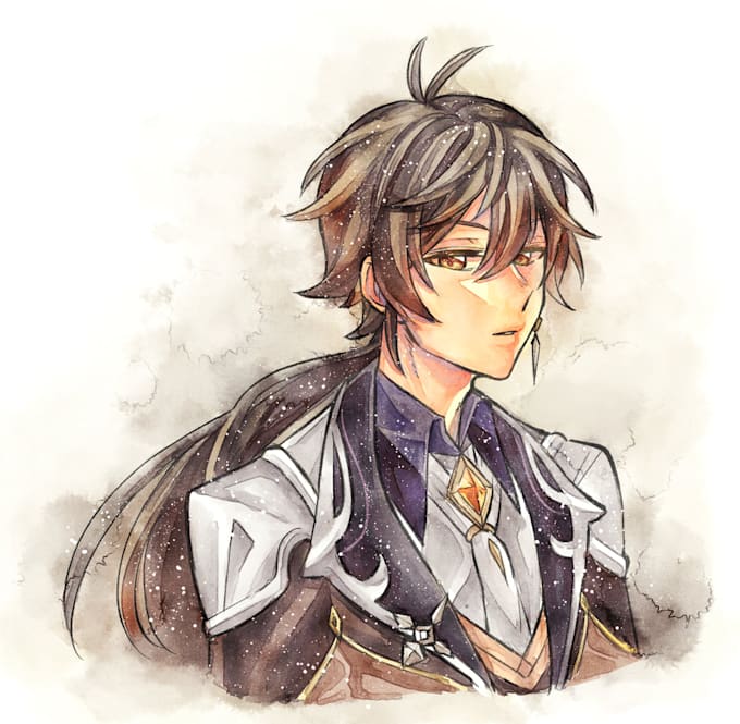 Draw bust up in digital watercolor style by Kuromoza | Fiverr