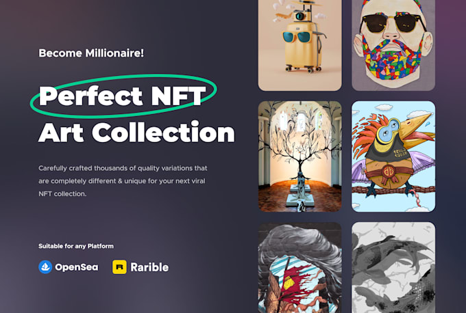 Generate 1k, 5k, 10k nft art collectibles that sell by Tapsynetwork | Fiverr