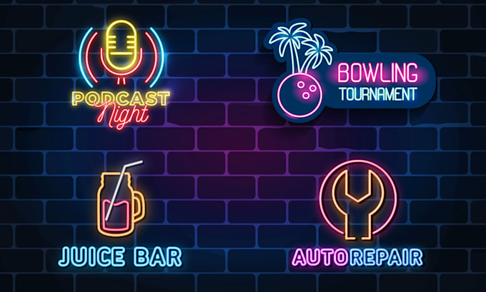 Design custom neon sign logo and text by Nayabstudios | Fiverr
