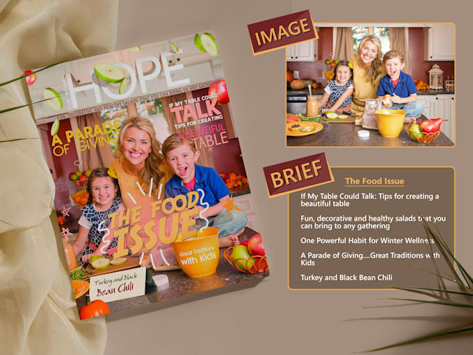 Design magazine cover, standee, booth, brochure, flyer by Ameenale | Fiverr