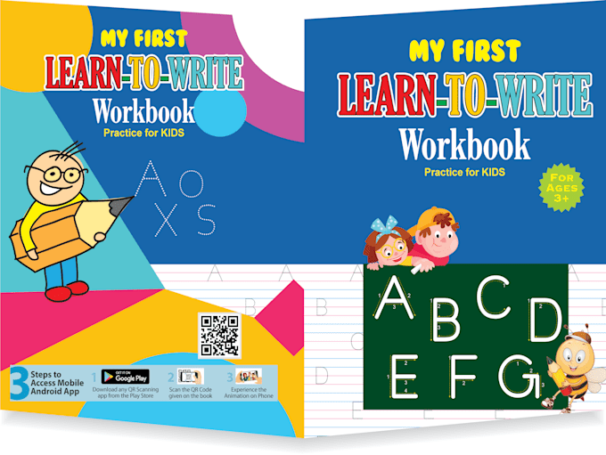 Kids tracing letters and number workbook cover page by Creativenaved ...