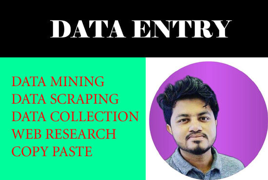 Do data entry, data scraping, data mining, copy paste, work for you by Suhashseo | Fiverr