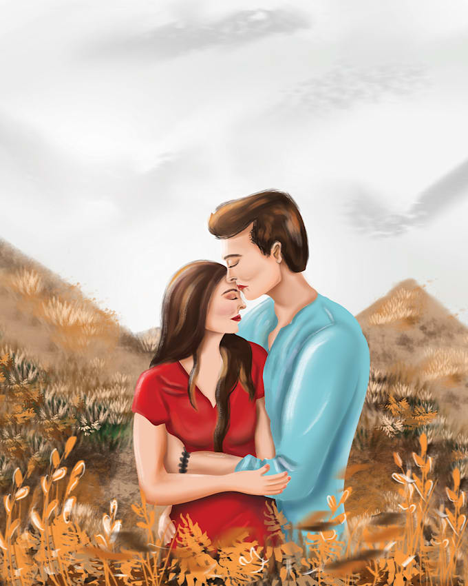 Draw cute couple illustrations for valentines day gift by Anchal_nain03 ...