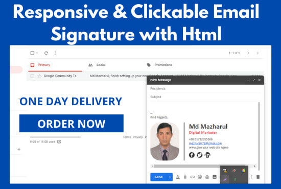 Create responsive and clickable email signatures with html by Mazhar ...