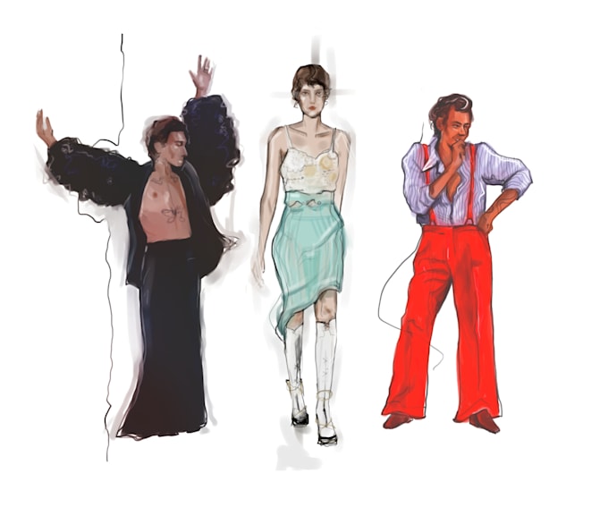 Draw colorfull fashion illustration by Krisltal | Fiverr