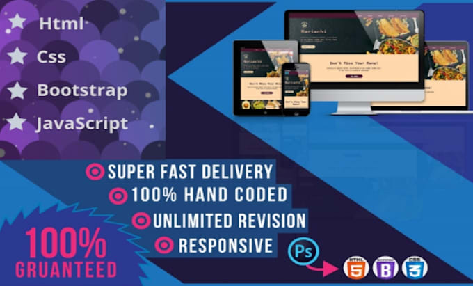 Be your front end web developer using html css bootstrap js by Frontwebdevops | Fiverr