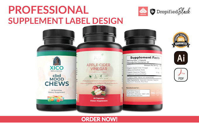 Do minimalist supplement label design and product packaging by Bamlekz ...