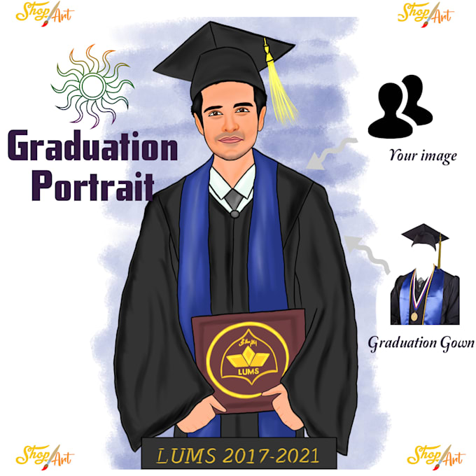 Draw digital realistic graduation portrait from your photo by ...
