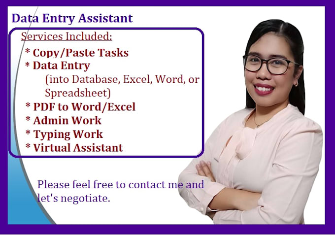 Do data entry task, admin work, typing work, copy paste job by ...